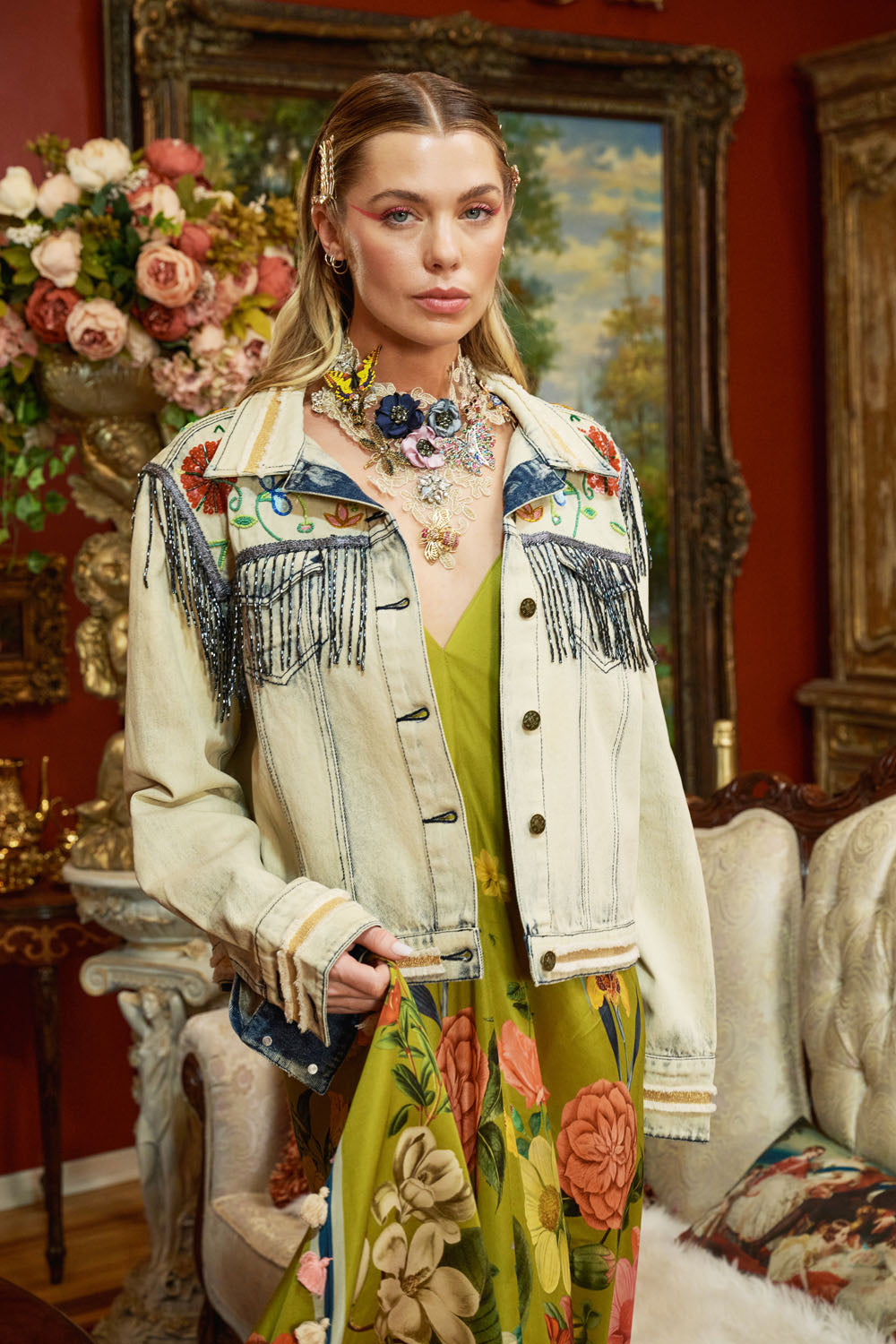 Country Queen Embellished Denim Jacket – Aratta LLC.